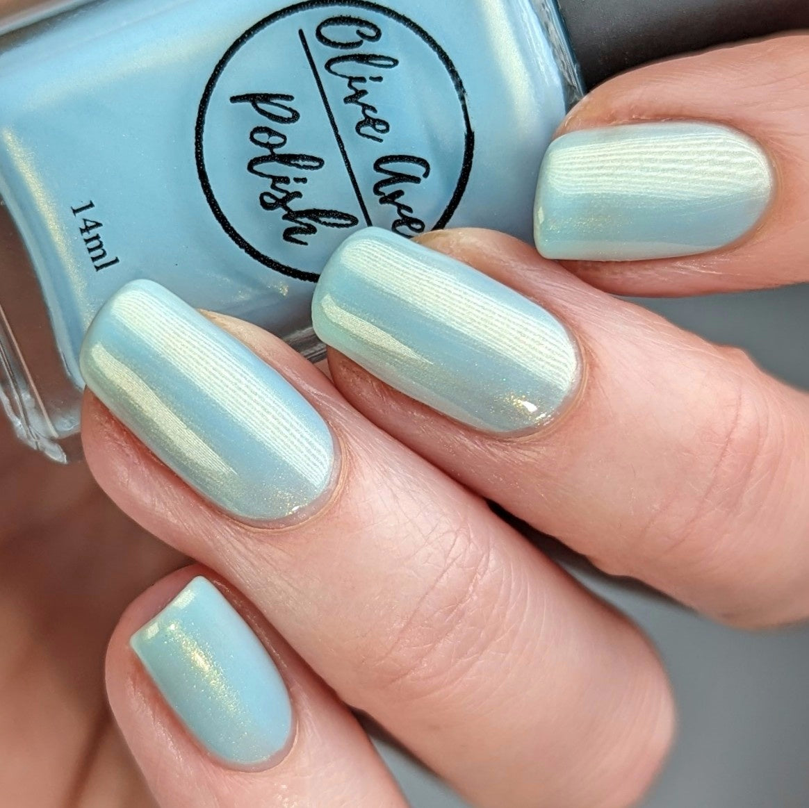 Partly Sunny | Pastel Blue Gold Shimmer nail polish | vegan, 10-free ...