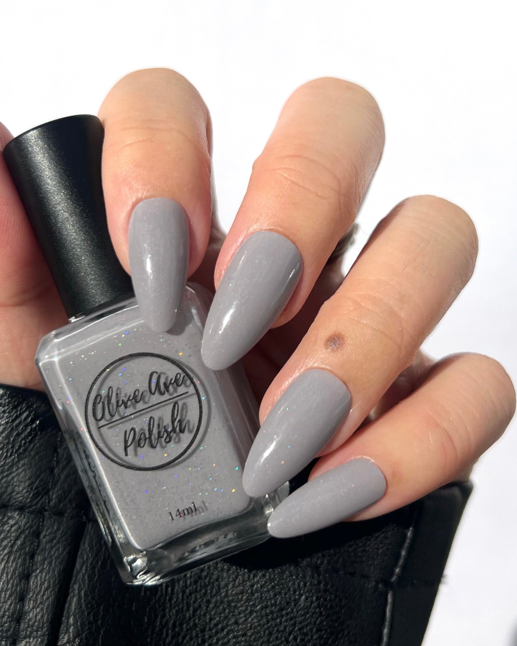 Icicle | Grey Scattered Holographic Cream – Olive Ave Polish