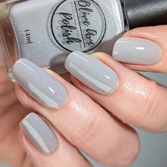 Icicle | Grey Scattered Holographic Cream – Olive Ave Polish